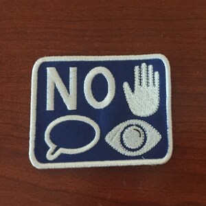 NO touch no talk no eye contact symbol patch rectangular