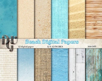 Beach digital paper At the Beach colorful summer printable