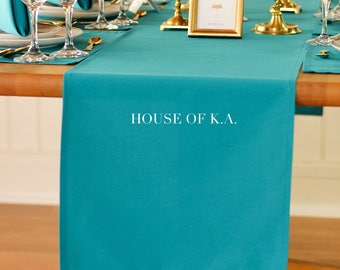 Teal table runner | Etsy