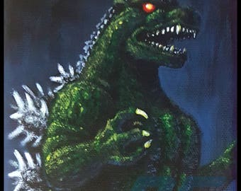 Godzilla painting | Etsy