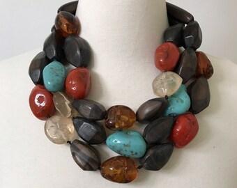 Gerda Lynggaard Necklace. Copper & Bone Leaves. Monies.