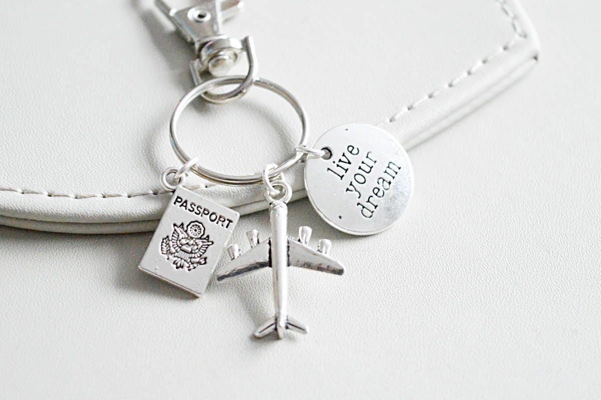 Travel keychain Traveler key chain Holiday keyring Flight