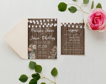 Rustic wedding invitation | Etsy