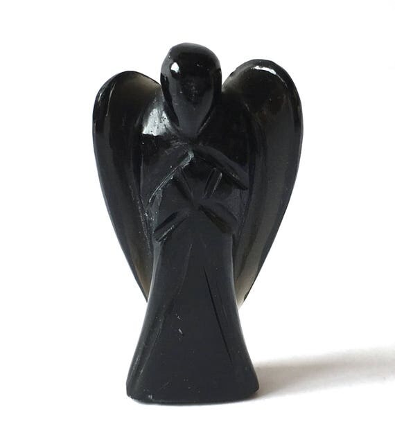 Black Obsidian Crystal Guardian Angel Stone Natural Gift