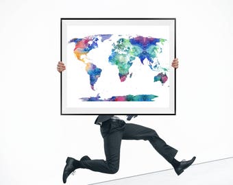 Large world map | Etsy