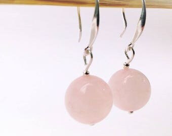 Rose quartz earrings | Etsy