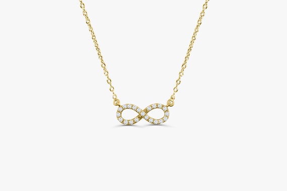Diamond Infinity Necklace in 14K Gold/ Infinity Charm/