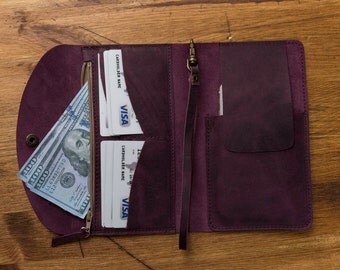 Leather wallet woman | Etsy