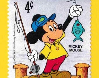 Mickey mouse fishing | Etsy