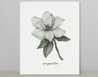 Magnolia art print | Etsy