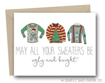 Ugly sweater card | Etsy