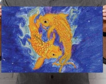 Koi fish art | Etsy