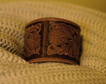 Pyrography bracelet | Etsy