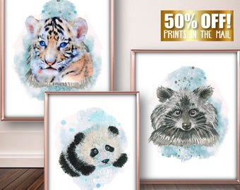 Watercolor animals | Etsy