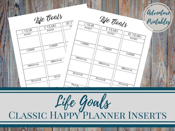 Life Goals Printable Classic Happy Planner Page Life