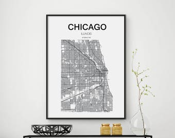 Chicago map | Etsy