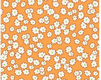 Orange floral fabric | Etsy