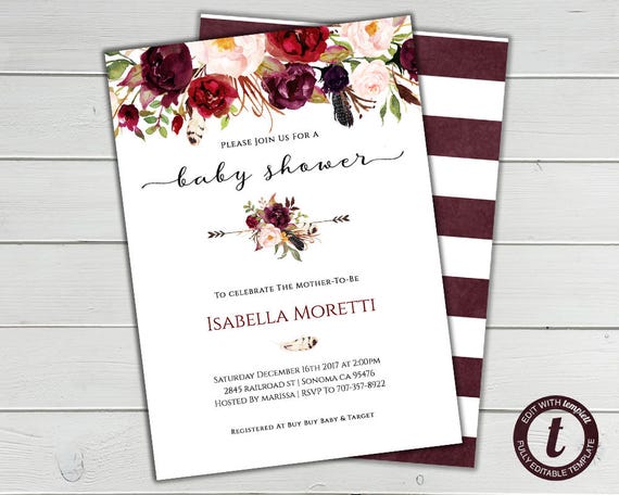 Baby Shower Invitation INSTANT DOWNLOAD Editable Baby Shower