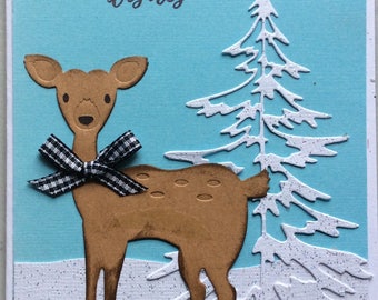 Deer christmas card | Etsy