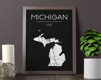 Michigan wall art | Etsy