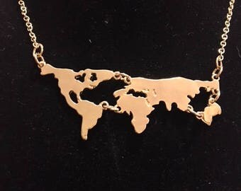 World map necklace | Etsy