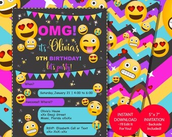 Emoji invitation | Etsy