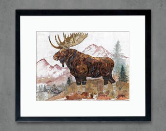 Moose print | Etsy