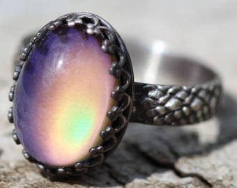 Silver mood ring | Etsy