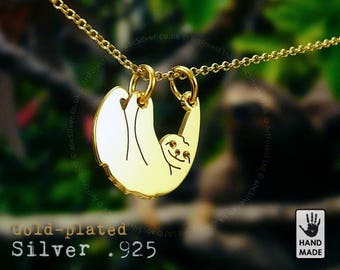 Sloth Necklace //Sterling Silver Jewelry // Silver Sloth