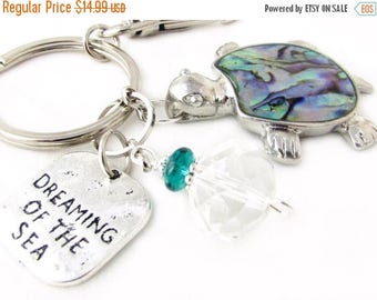 Sea Turtle Keychain. Leather Sea Turtle Keychain. Beach Lover