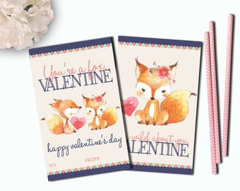 Fox valentine card | Etsy