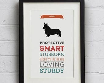 Corgi dog print | Etsy