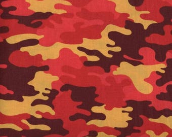 Orange camo fabric | Etsy