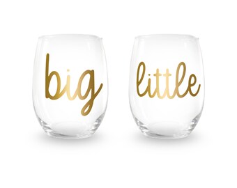 Big Little Wine Glass Set Sorority Wine Glass Set Big Lil