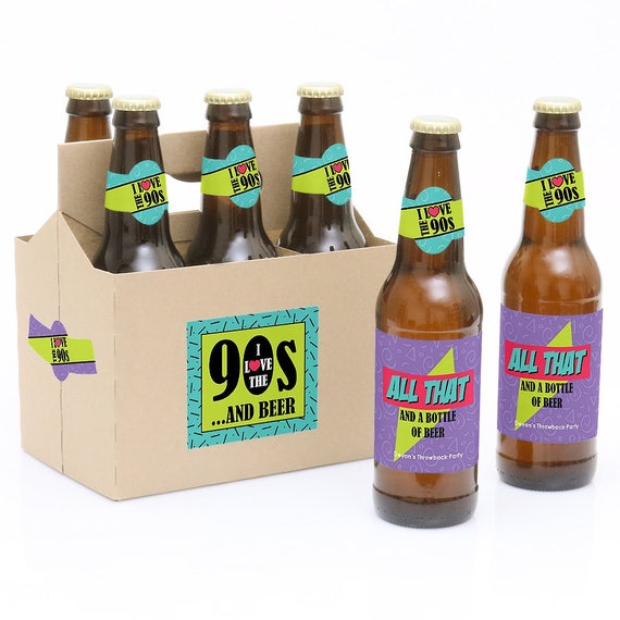 90's Throwback - 6 Personalized 1990s Party Beer Bottle Label Stickers ...
