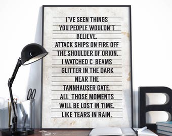 Blade runner quote | Etsy