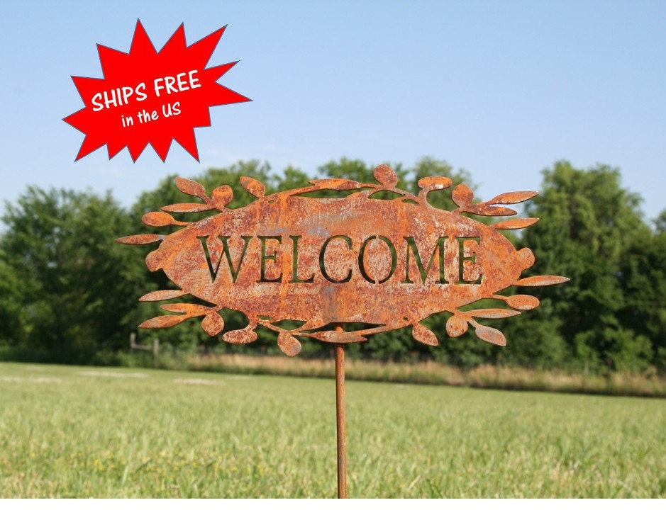 Outdoor Welcome Sign Entryway Welcome Sign Rustic Metal