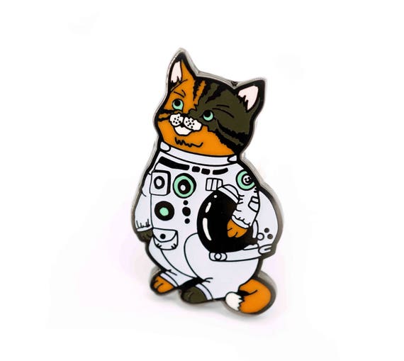 Cat lapel pin astronaut pin space lover cat in a space