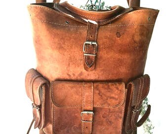 Rustic leather bag | Etsy