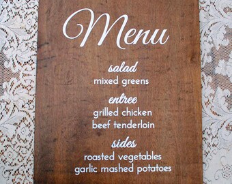 Wedding menu sign | Etsy