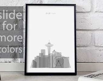 Seattle Skyline Canvas Set Large Wall art of Seattle Photo