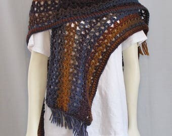 PDF Crochet Pattern Indian Summer Ruana Wrap Shawl