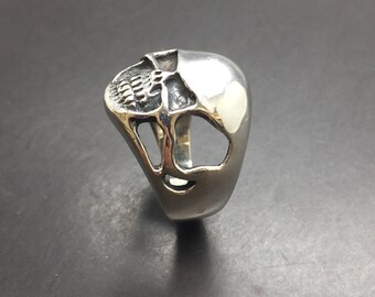 Silver skull ring | Etsy