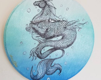 Large Hippocampus Mythology Art Print