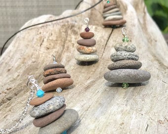 Beach stone necklace | Etsy