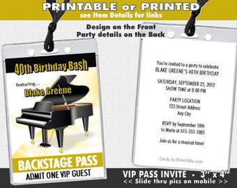 Red Carpet Paparazzi VIP Pass Birthday Party Invitations