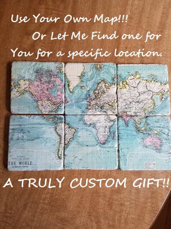 Custom Map Coaster Set World Map Coasters Personalized