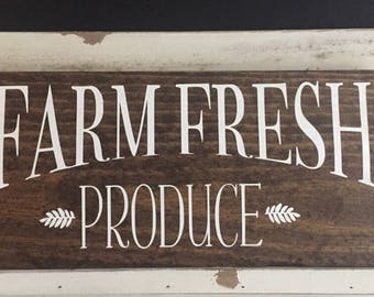 Hand Painted Rustic Wood Organic Produce Sign farmers market
