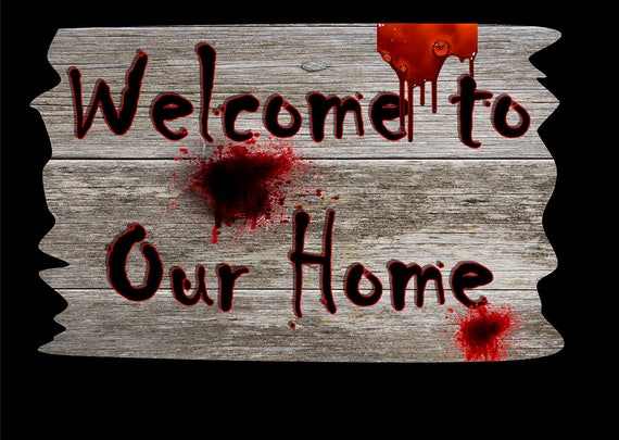 Scary Halloween welcome door sign, creepy halloween sign. spooky ...