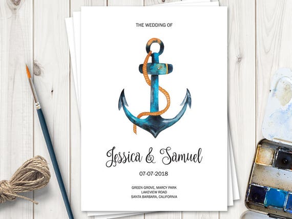 Nautical Wedding Program Template